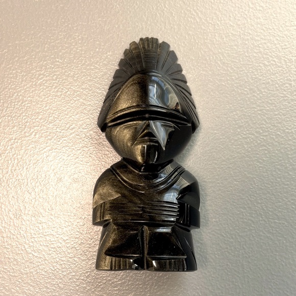 Other | Vtg Black Obsidian Inca Tribal Mayan Aztec Idol Warrior Statue ...